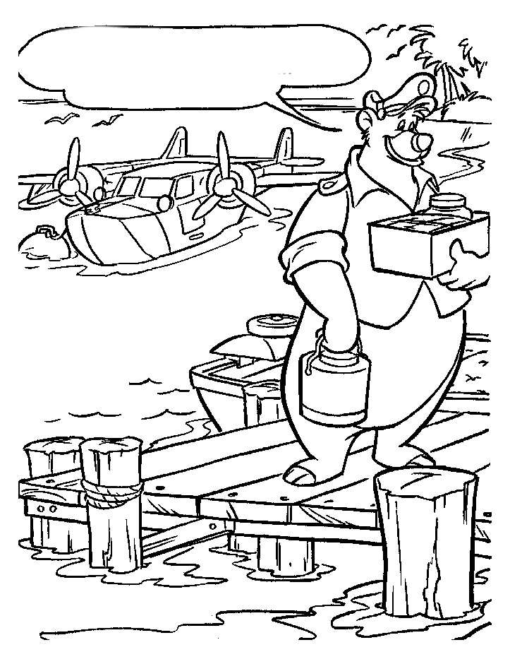 Coloriage - Baloo au repos